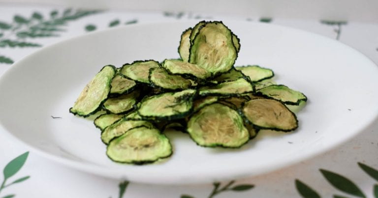Dill Cucumber Chips in the Oven or Dehydrator - Mama Likes To Cook