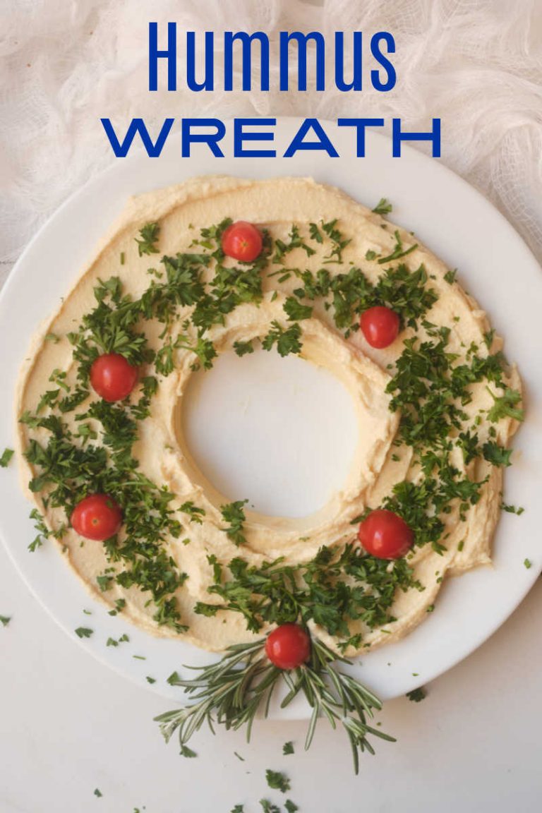 Vegan Holiday Hummus Wreath Appetizer Recipe - Mama Likes To Cook